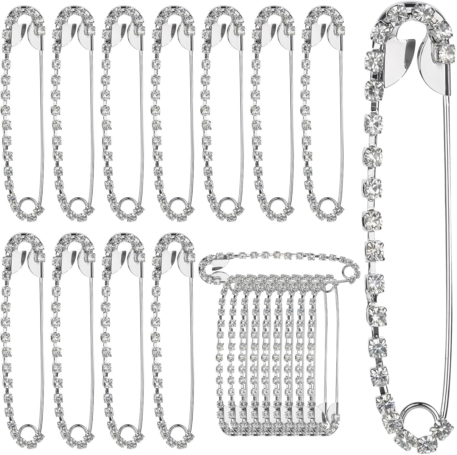 10pcs Rhinestone Safety Pins, Decorative Safety Pins Brooches for ...