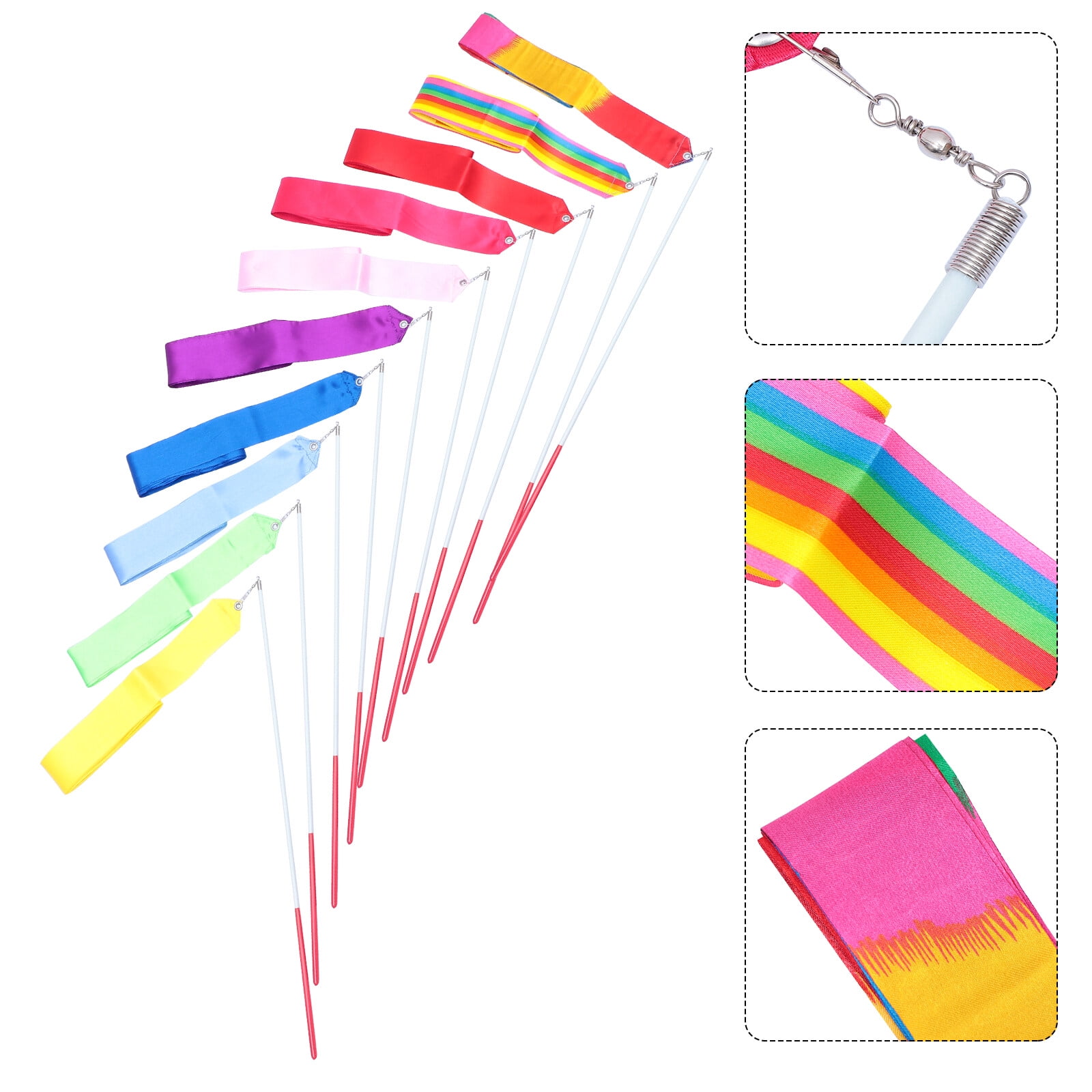 OUNONA Assorted Color Gymnastics Ribbons for Dance and Training Steel ...