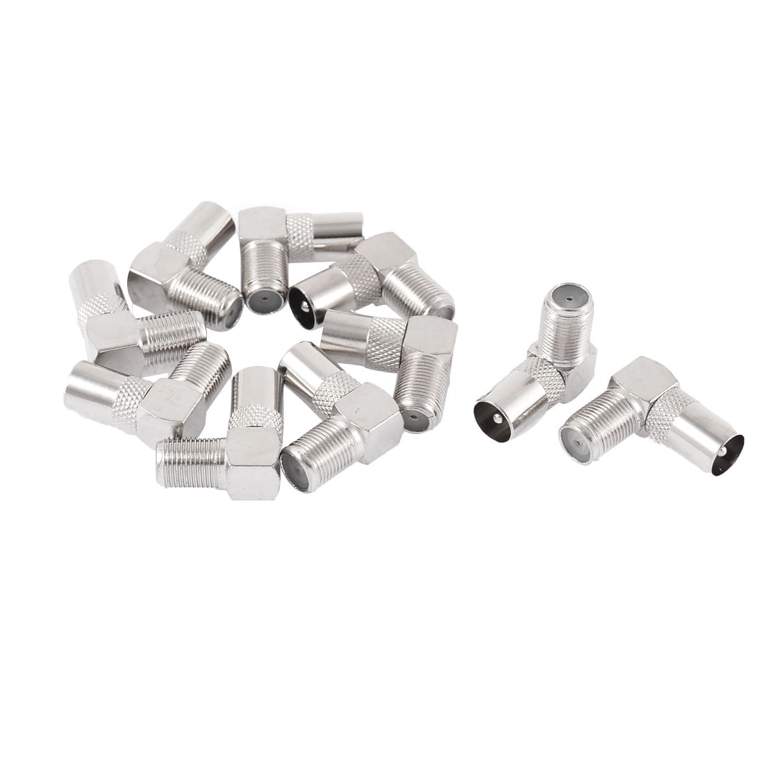 10pcs Right Angle F Type Female to TV PAL Male Plug RF Adapter Coaxial ...