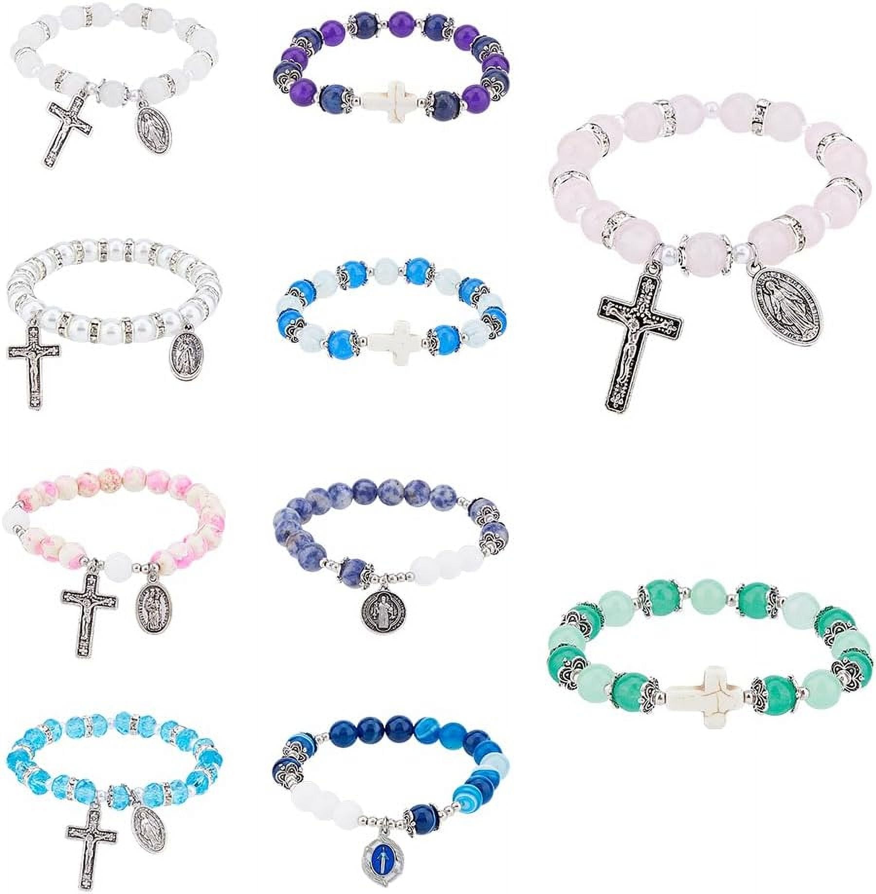 10pcs Rosary Beads Bracelets 10 Styles Miraculous Medal Bracelet ...