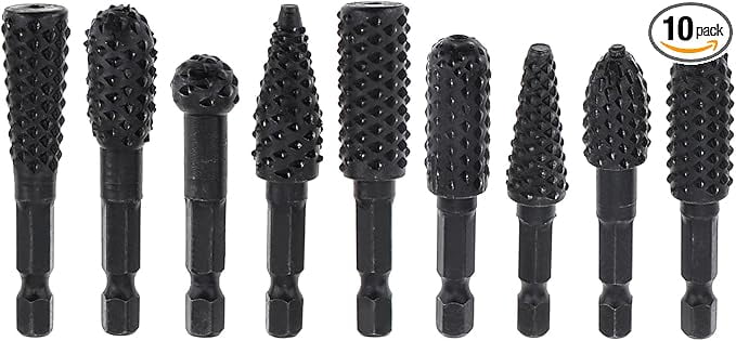 10pcs Rotary Burr Wood Carving Rasp Files Set for Woodworking Carving ...