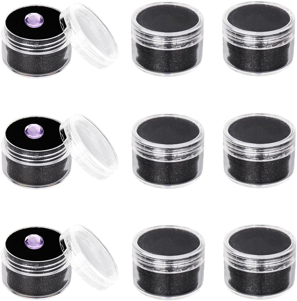 10pcs Round Jewelry Clear Plastic Loose Storage box with Sponge Inside ...