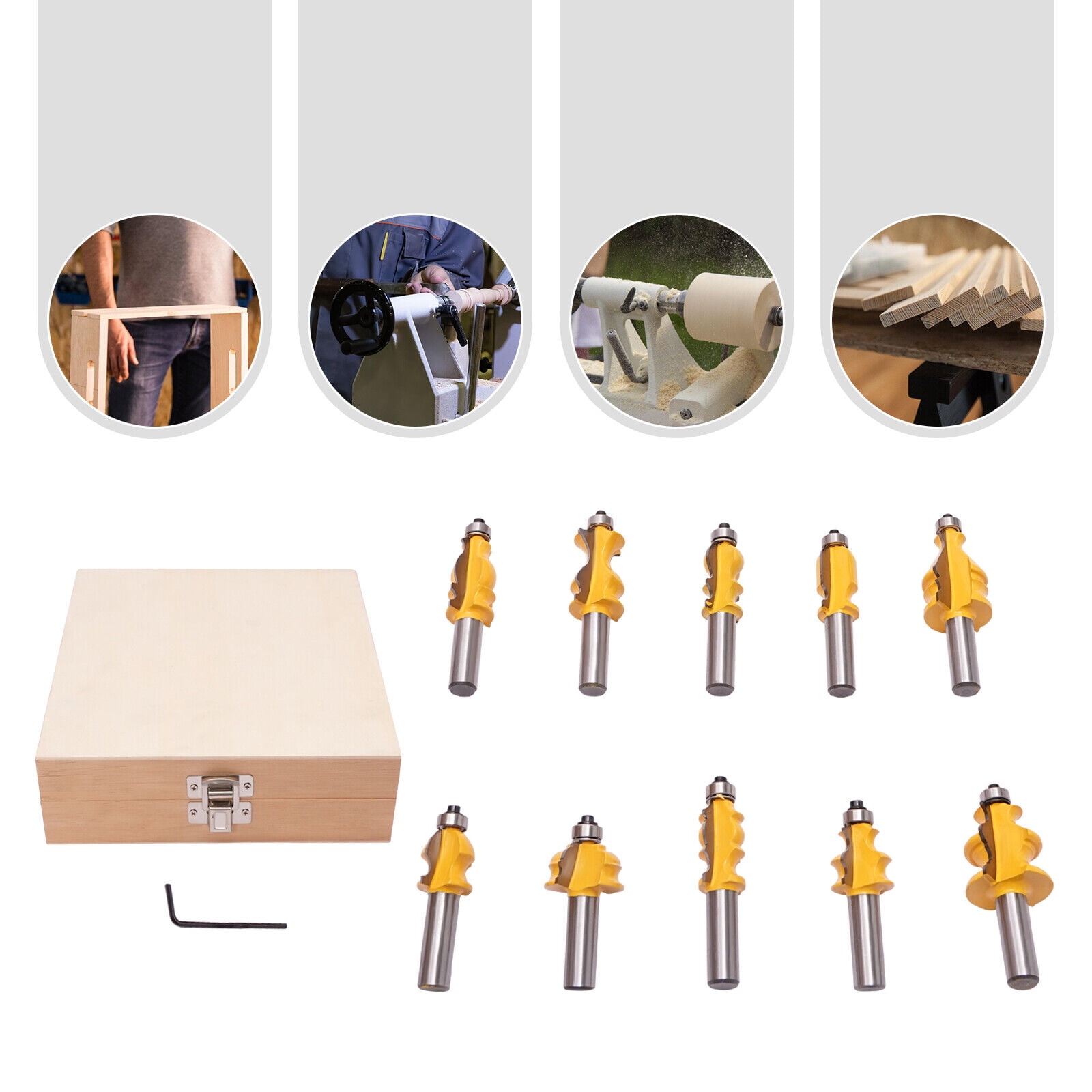 10pcs Router Bit Set, Corner Rounding Edge-Forming Roundover Beading ...