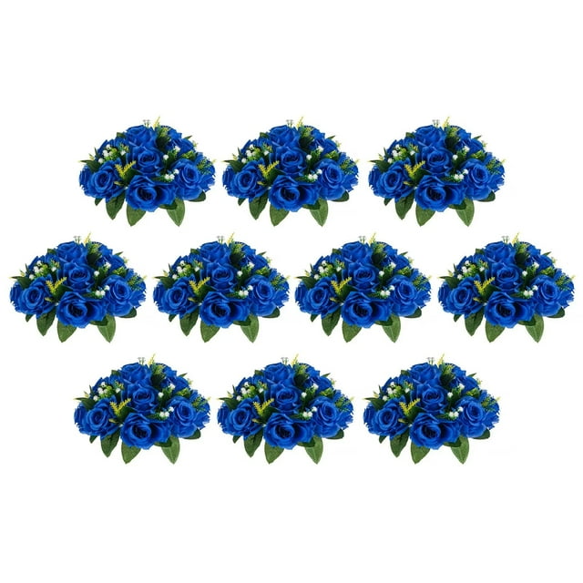 10pcs Royal Blue Fake Flowers Plastic Floral Ball 15 Heads Artificial ...