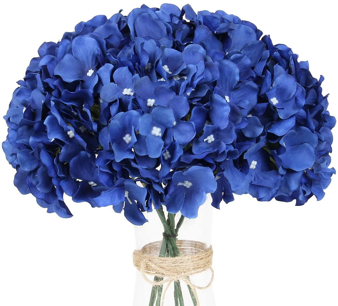 10pcs Royal Blue Hydrangea Artificial Silk Flowers Full Hydrangea ...