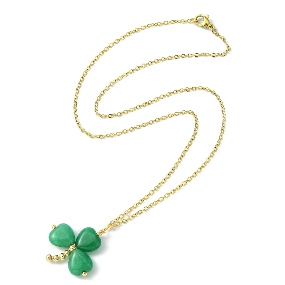 10pcs Saint Patrick's Day Clover Natural Malaysia Jade Pendant Necklace ...