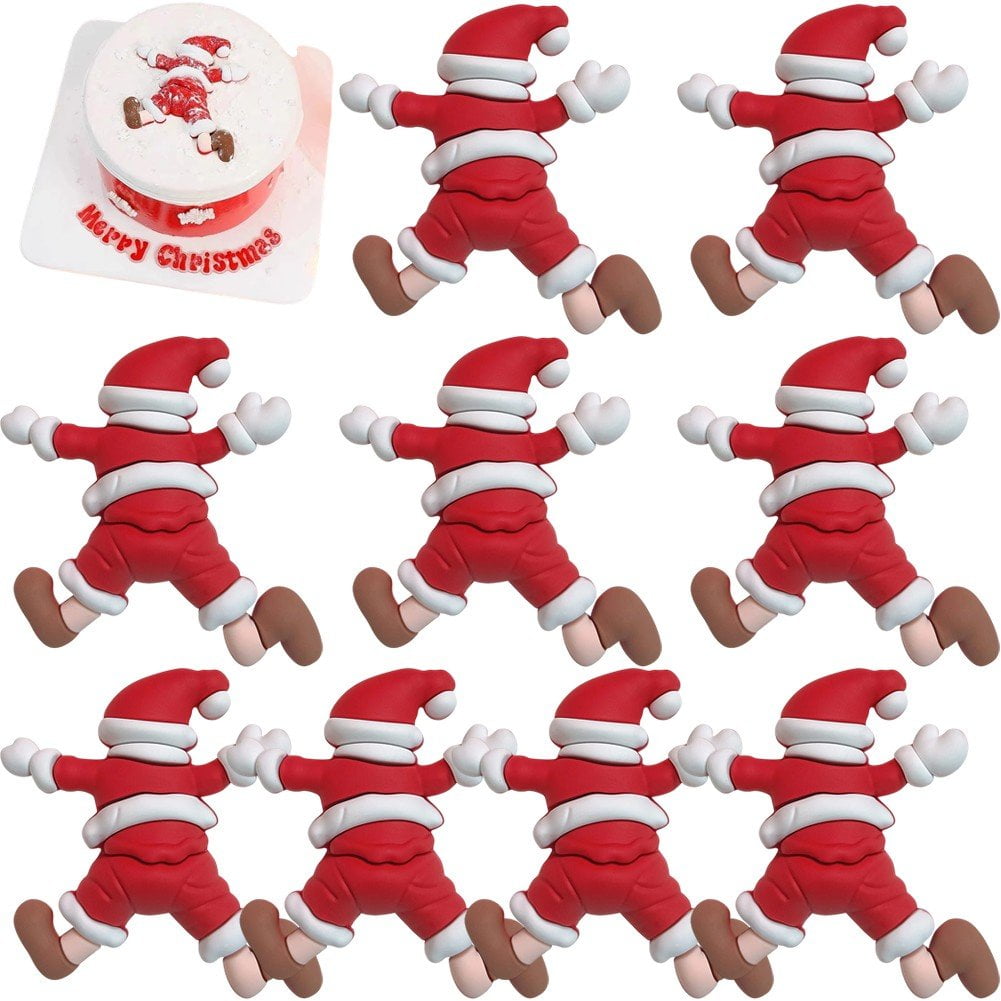 10pcs Santa Claus Merry Christmas Cake Toppers Cartoon Xmas Party ...