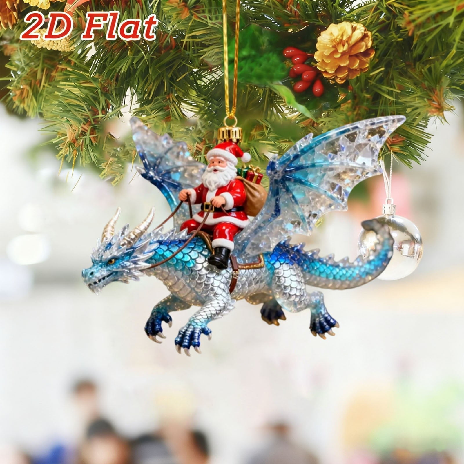 10pcs Santa's Dragon Riders Ornament Santa Riding A Dragon Ornament ...