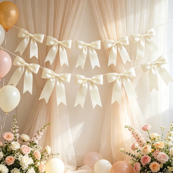 10pcs Satin Bow Decoration Set, 15x12.5cm Pre-Made Ribbon Bows ...