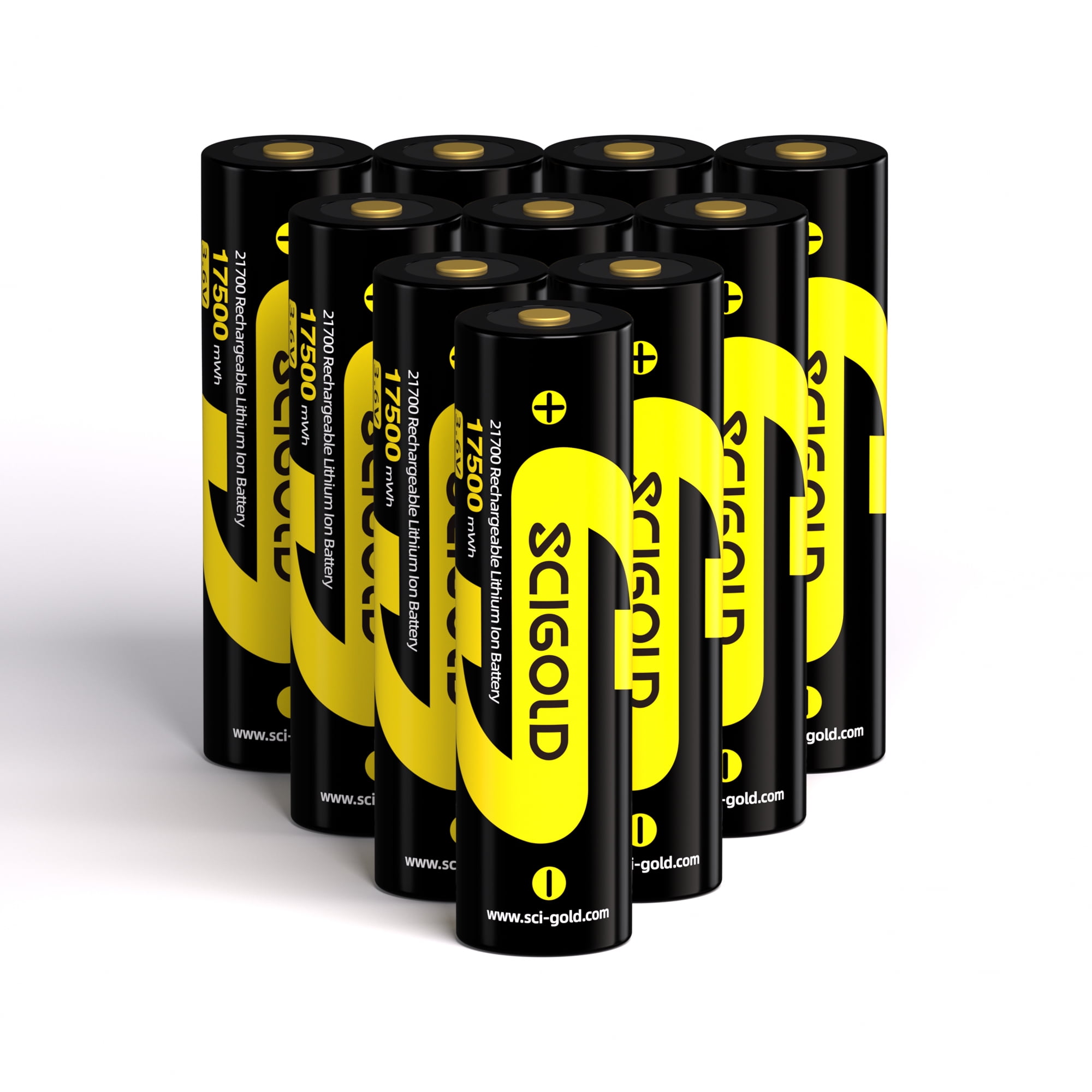 10pcs Scigold 21700 17500mWh Rechargeable Batteries 3.7V Lithium Ion ...