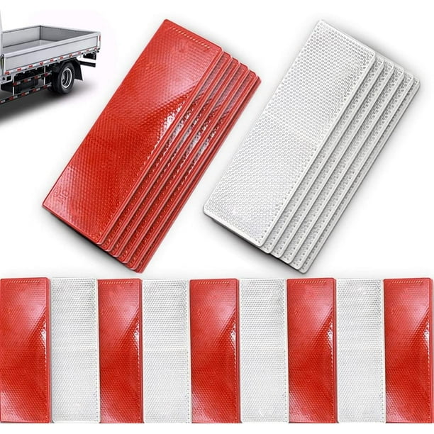 10pcs Self Adhesive Trailer Rectangular Reflectors Car Rear Reflectors ...