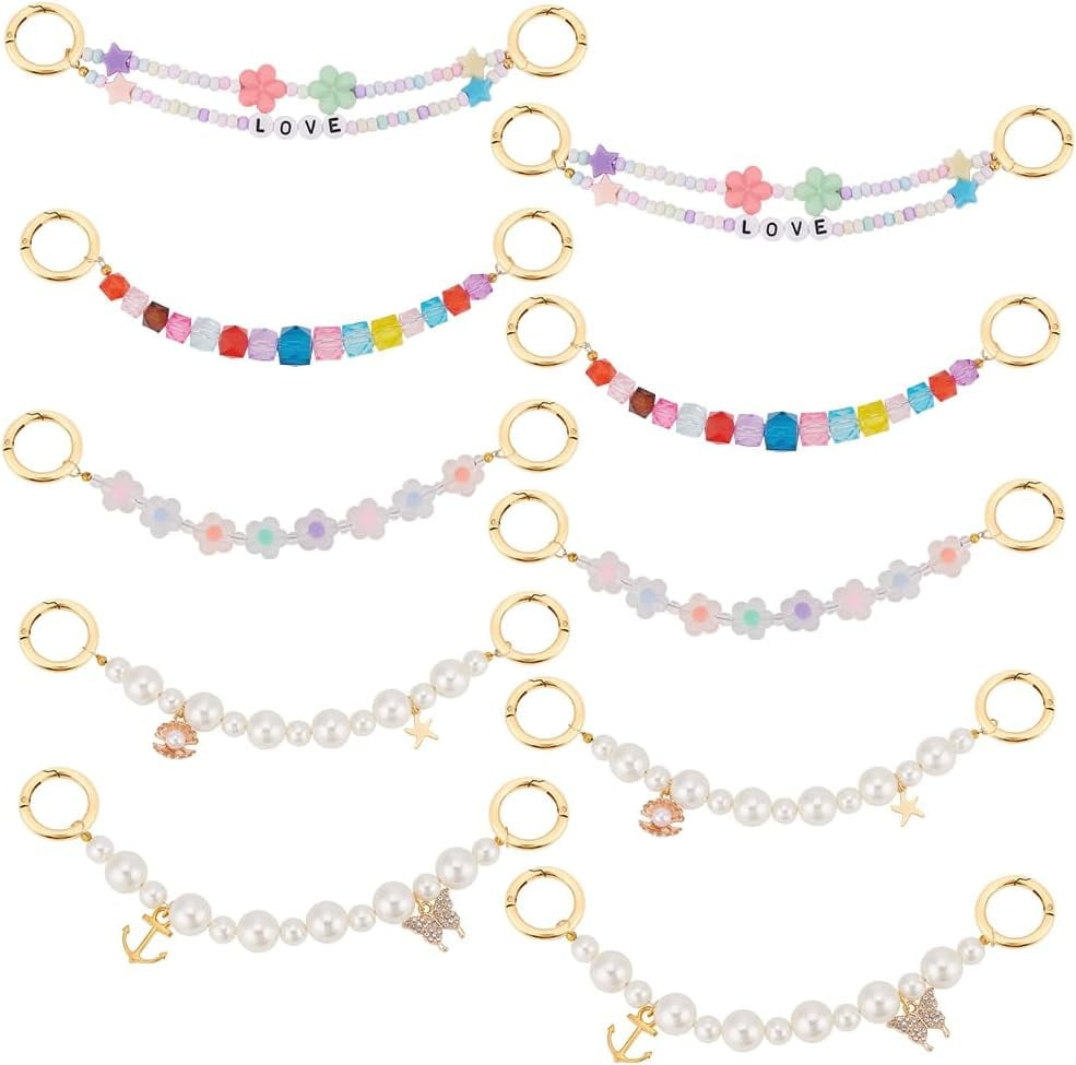 10pcs Shoe Charms Chains Colorful Shoelaces Chains Acrylic Flower Pearl ...