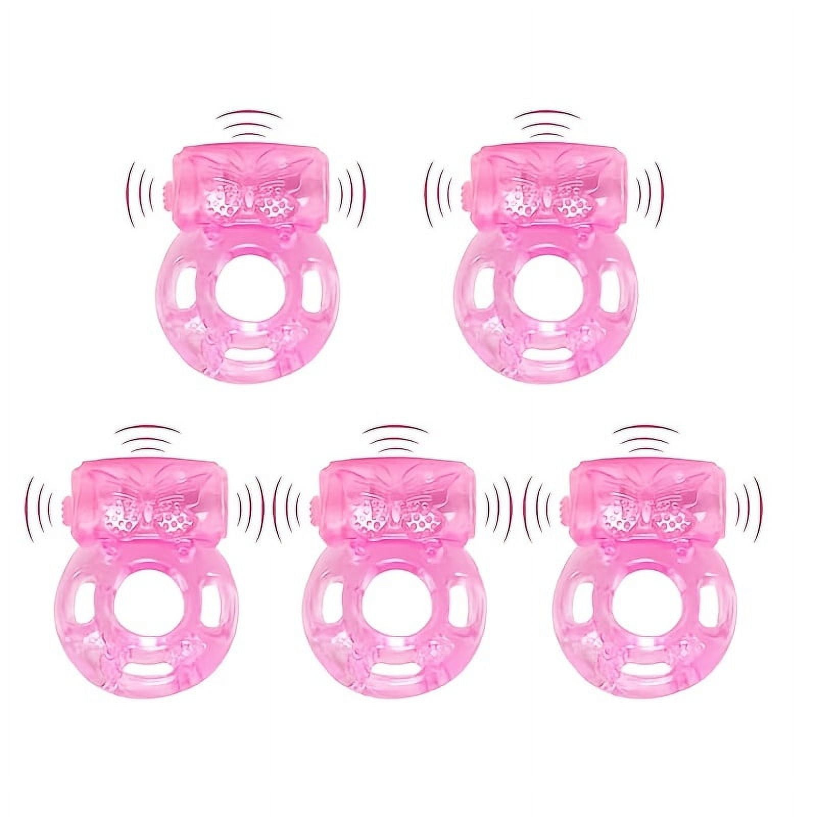 10pcs Silicone Soft Pink Vibrating Cock Ring Penis Ring Set Penis