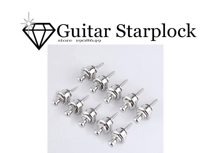 10pcs Silver Straplock Round Chrome Head Guitar Strap Locks System ...