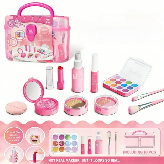 10pcs Simulation Makeup Playset for Girls 3-8 Ages - Fake Cosmetic Kit ...