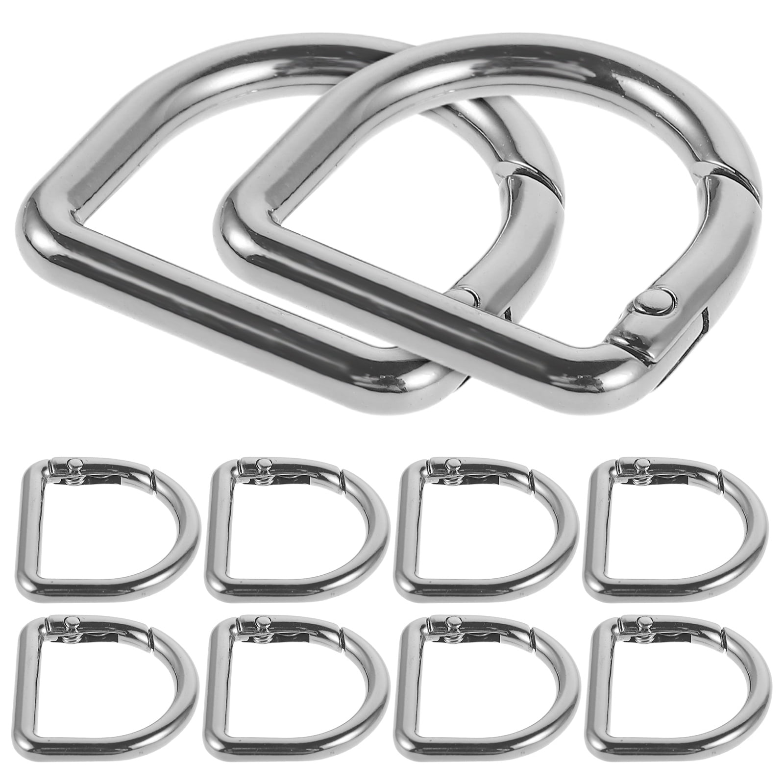 10pcs Small D Ring Carabiner Clips Metal Keychain Spring D Ring Hooks ...