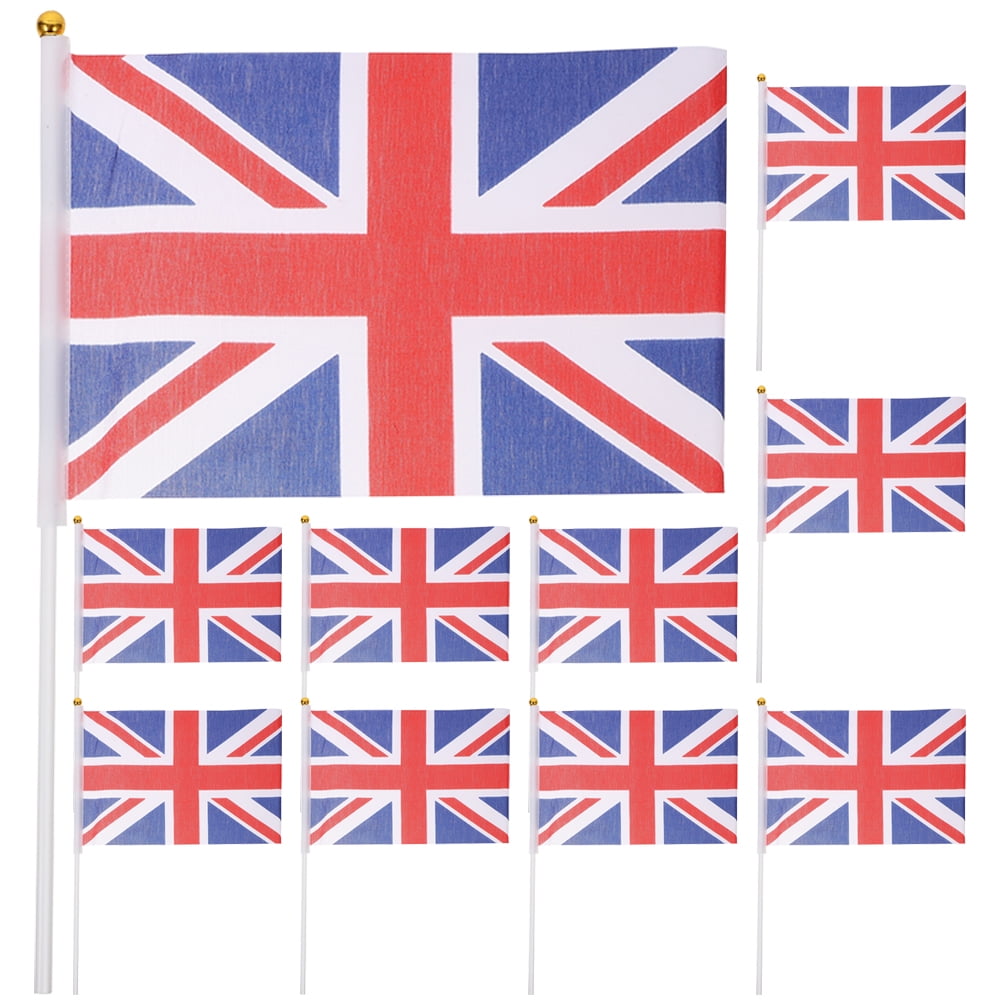 10pcs Small UK Flags Sports Game Hand Waving UK Flags Cheering National ...