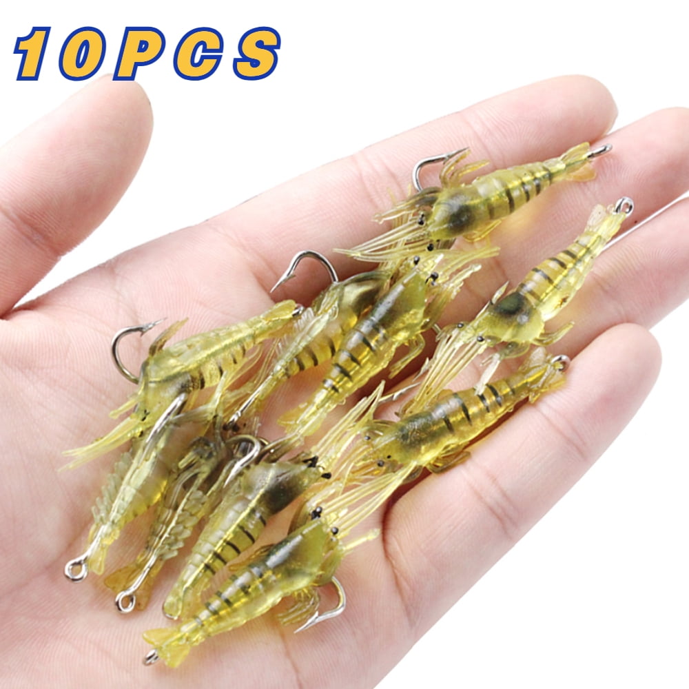 10pcs Soft Silicone Shrimp Fishing Lures, Artificial Luminous Lures For ...