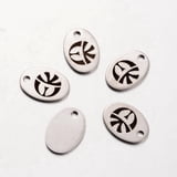 10pcs Spray Painted 201 Stainless Steel Pendants Oval with Pattern ...