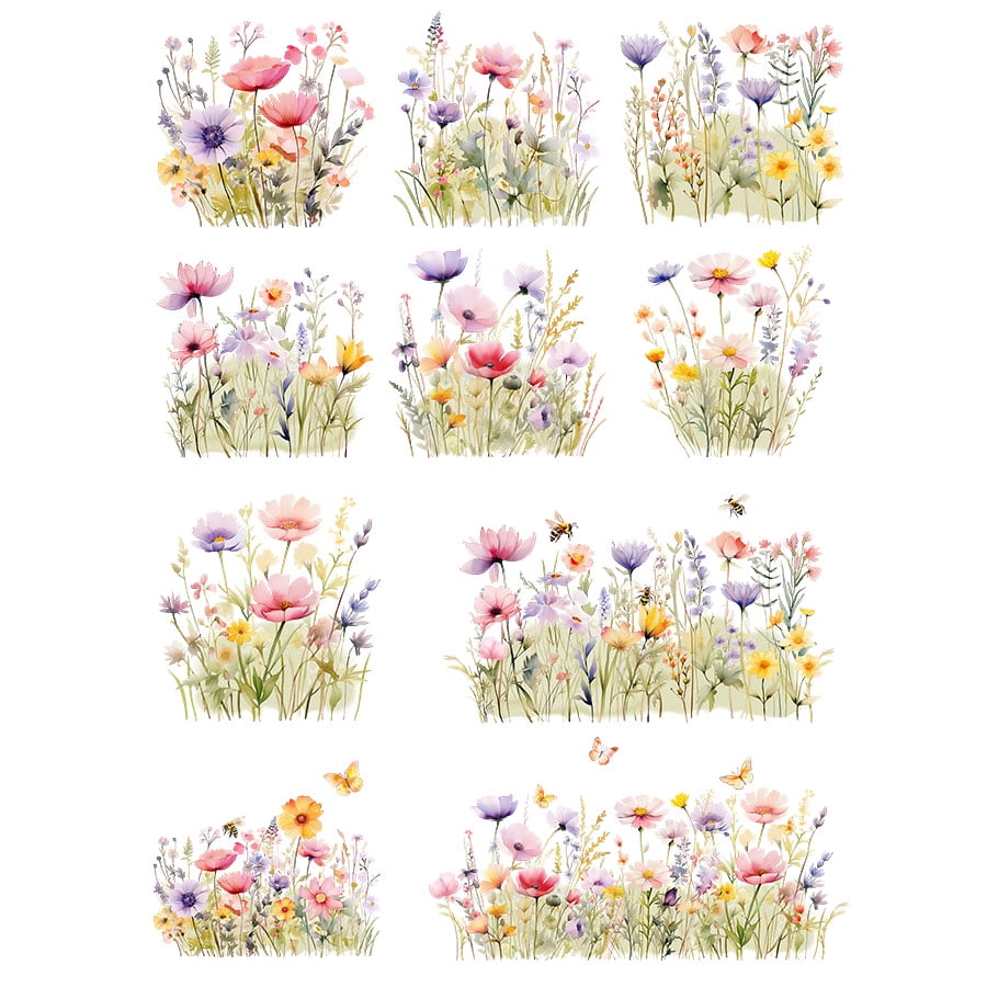10pcs Spring Wildflower Floral UV DTF Cup Wrap Transfer Sticker Glass ...