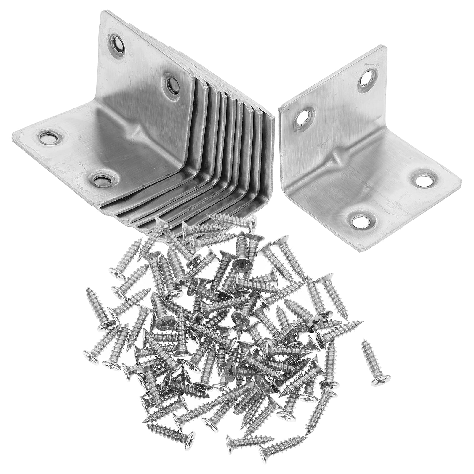 10pcs Stainless Steel Angle Bracket L Brackets With Screws 4 Holes 90 ...