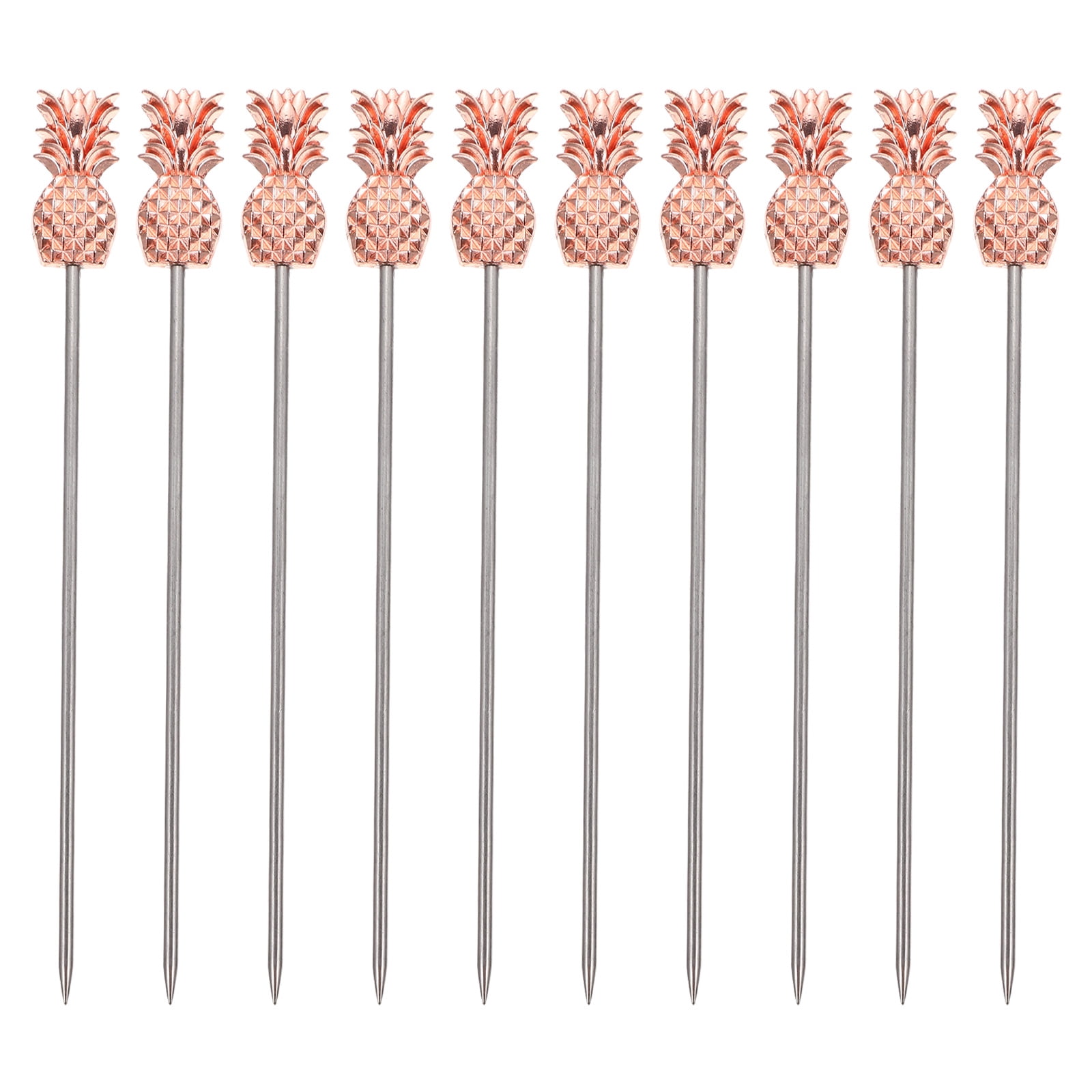 10pcs Stainless Steel Cocktail Sticks Fruit Forks Pineapple Design Food ...