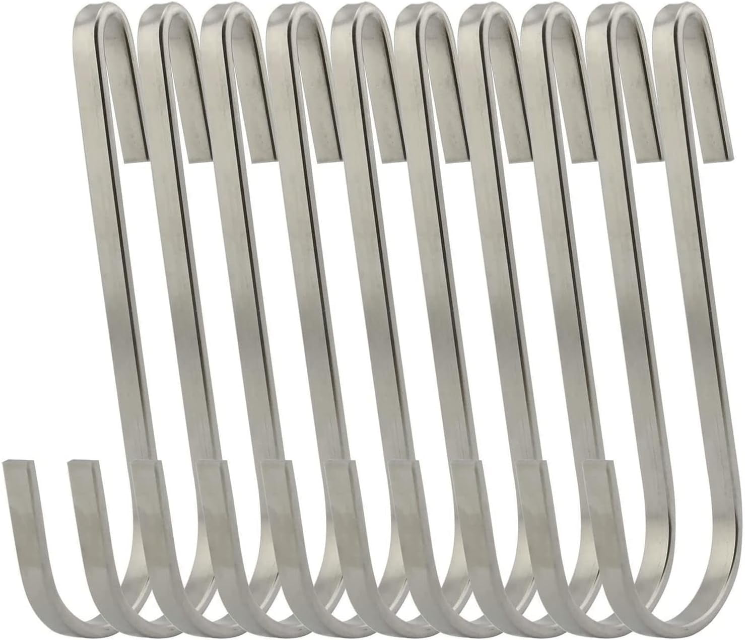 10pcs Stainless Steel Flat Hooks S Hooks Hangers for Kitchenware, Pots ...