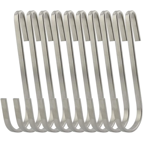 10pcs Stainless Steel Flat Hooks S Hooks Hangers for Kitchenware, Pots ...