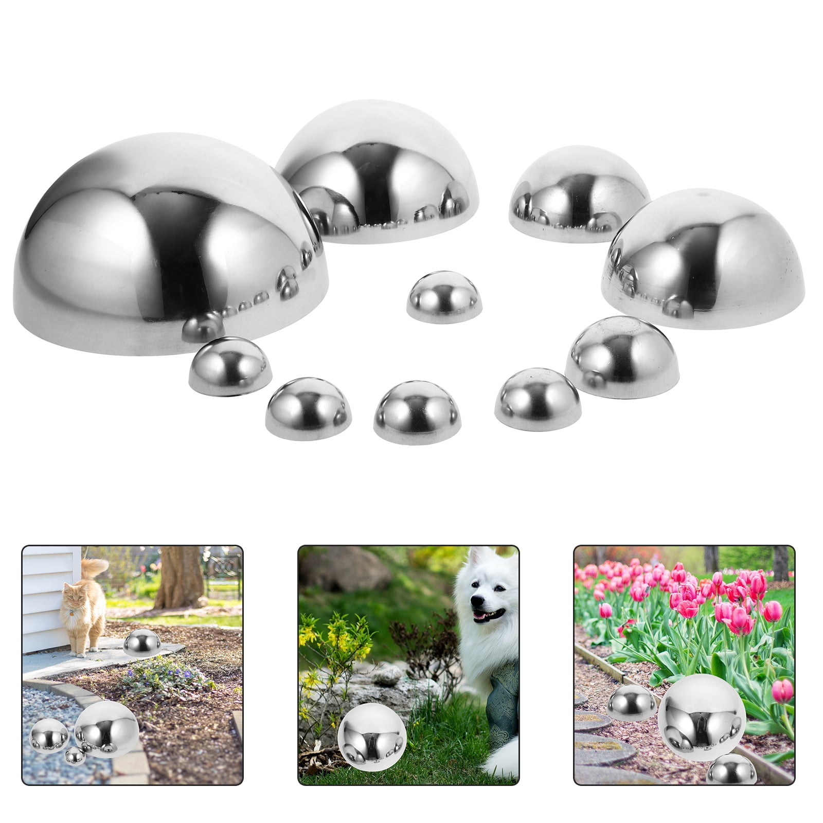 10pcs Stainless Steel Gazing Half Ball Reflective Garden Semisphere ...