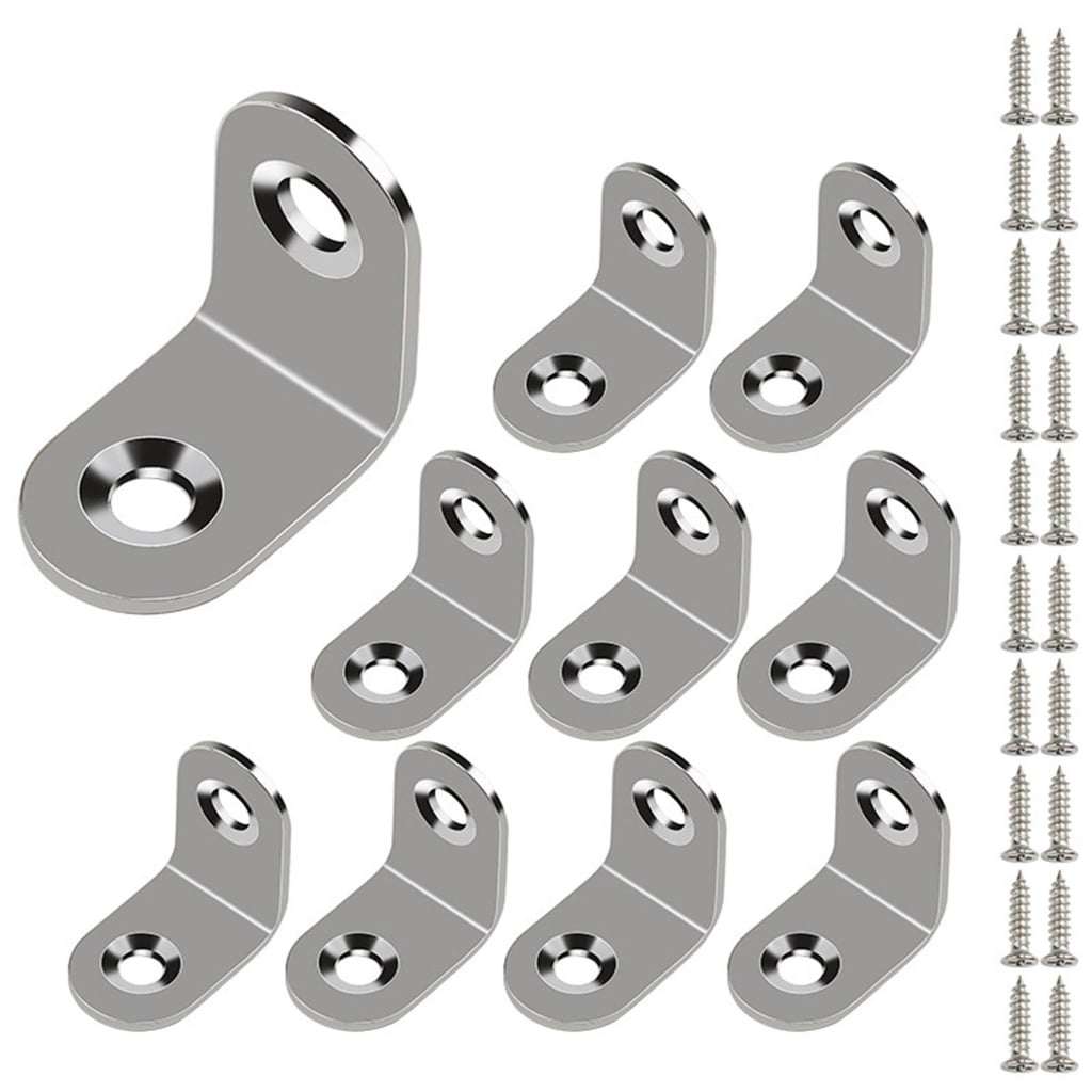 10pcs Stainless Steel L Shaped Brackets Corner Brace with Screws for ...