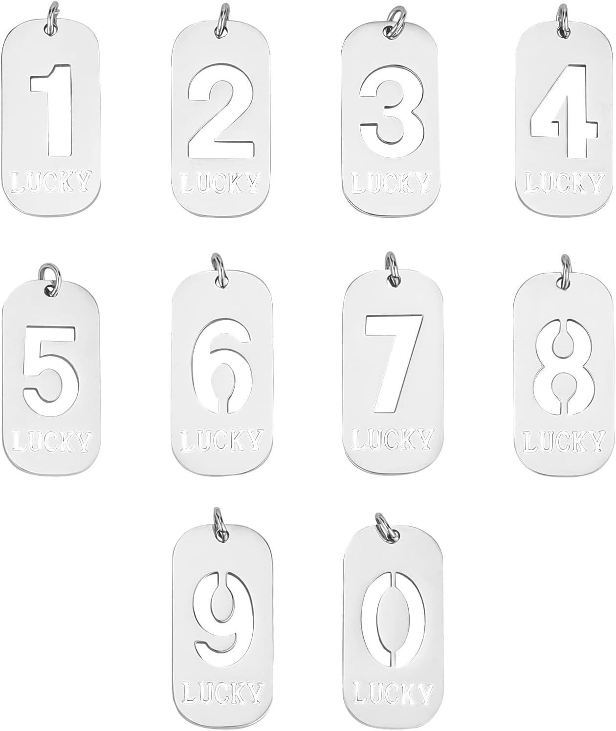 10pcs Stainless Steel Pendants 10 Styles Laser Cut Pendant Charms Rectangle-Shape Dangle ...