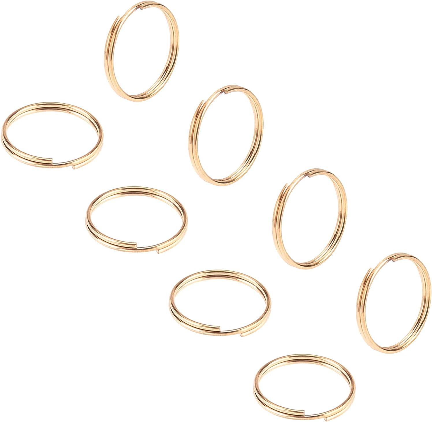 10pcs Stainless Steel Split Key Rings Golden Circle Rings Smooth ...