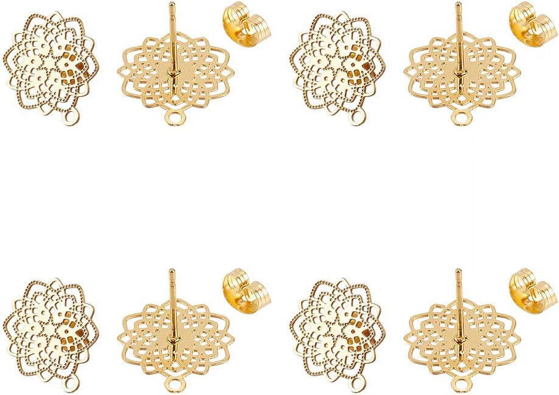 10pcs Stainless Steel Stud Earring Findings Flower Shape Earring with ...