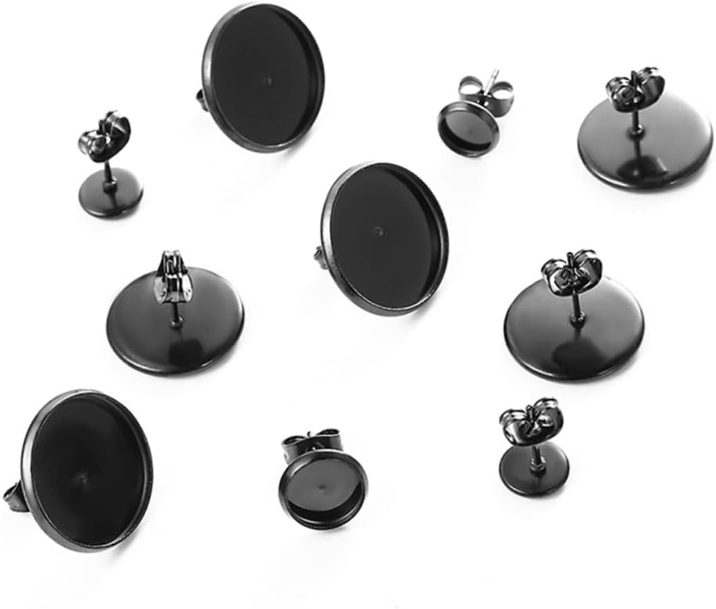 10pcs Stainless Steel Stud Earrings Black Jewelry Stainless Steel ...