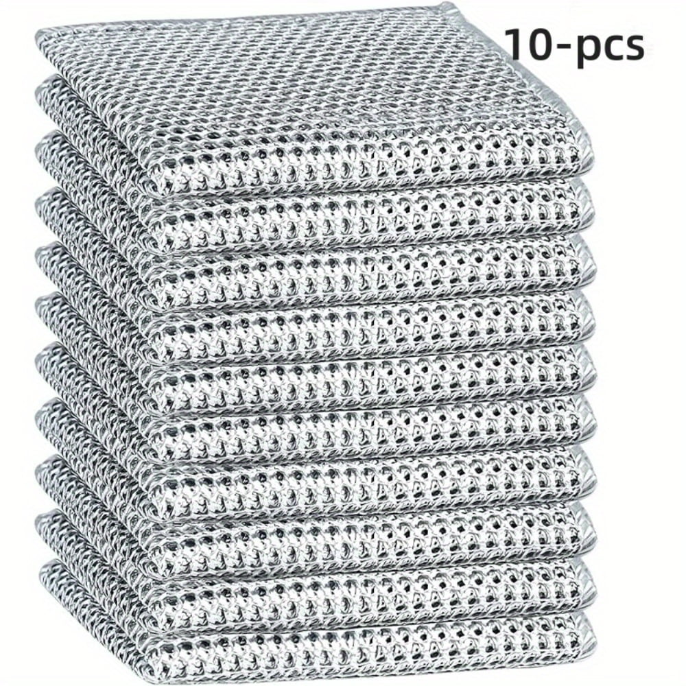 10pcs Stainless Steel Wire Mesh Dishwashing Rags, Reusable Non-Woven ...
