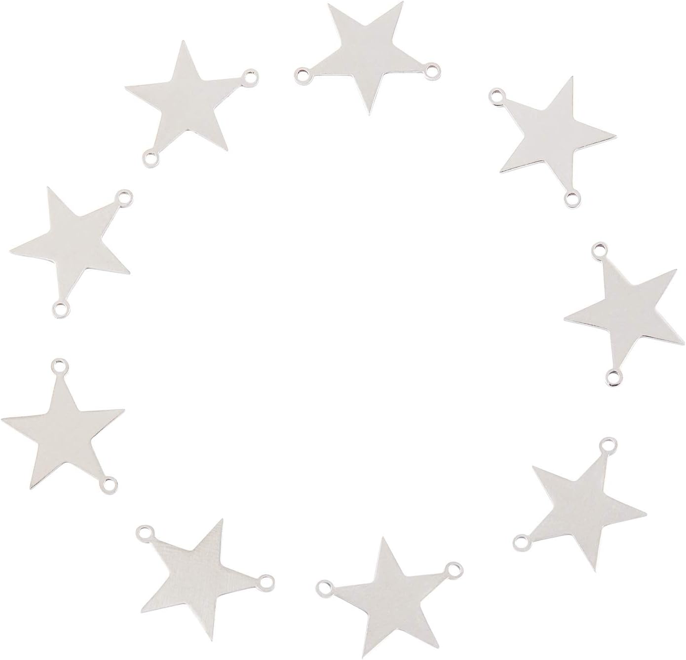 10pcs Star Charm Links Blank Tag Metal Pendants Stainless Steel Charms ...