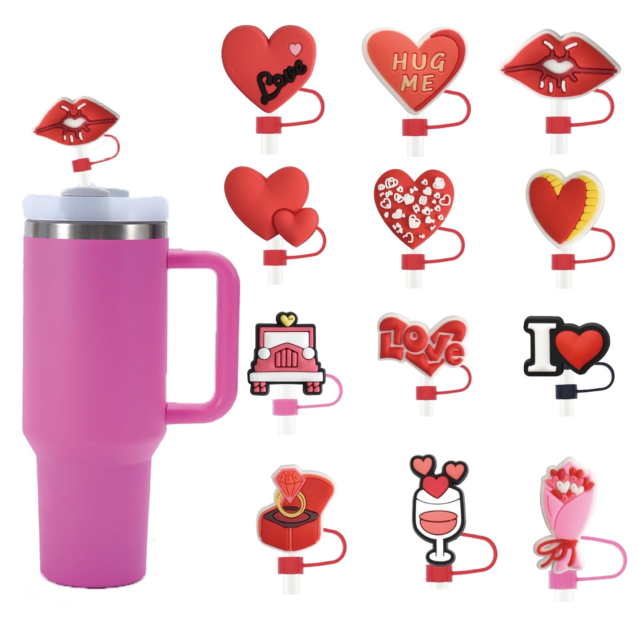 10pcs, Straw Tips Cover, Reusable Straw Toppers, Love Party Straw ...