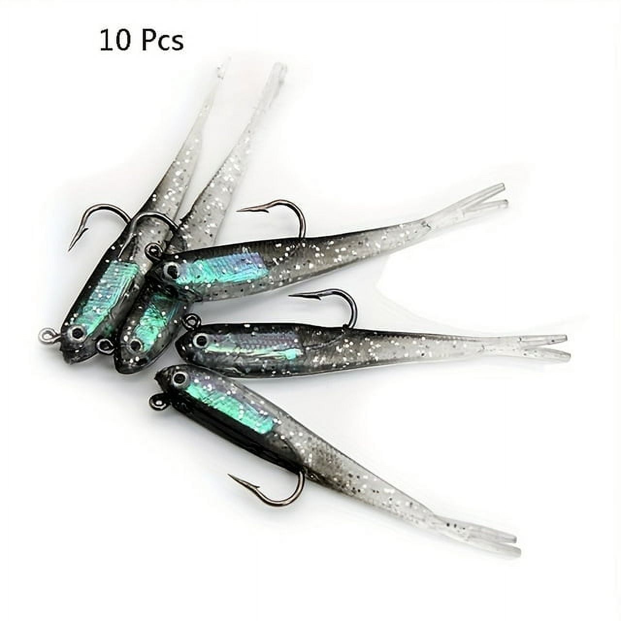 10pcs Sub-Simulation Bait Set: Small Grey & Silver Fish, Lead Hook ...