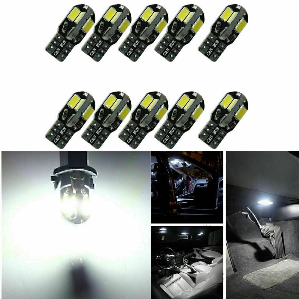 10pcs T10 194 168 LED Light Bulbs W5W Dome License Side Marker Lamps ...