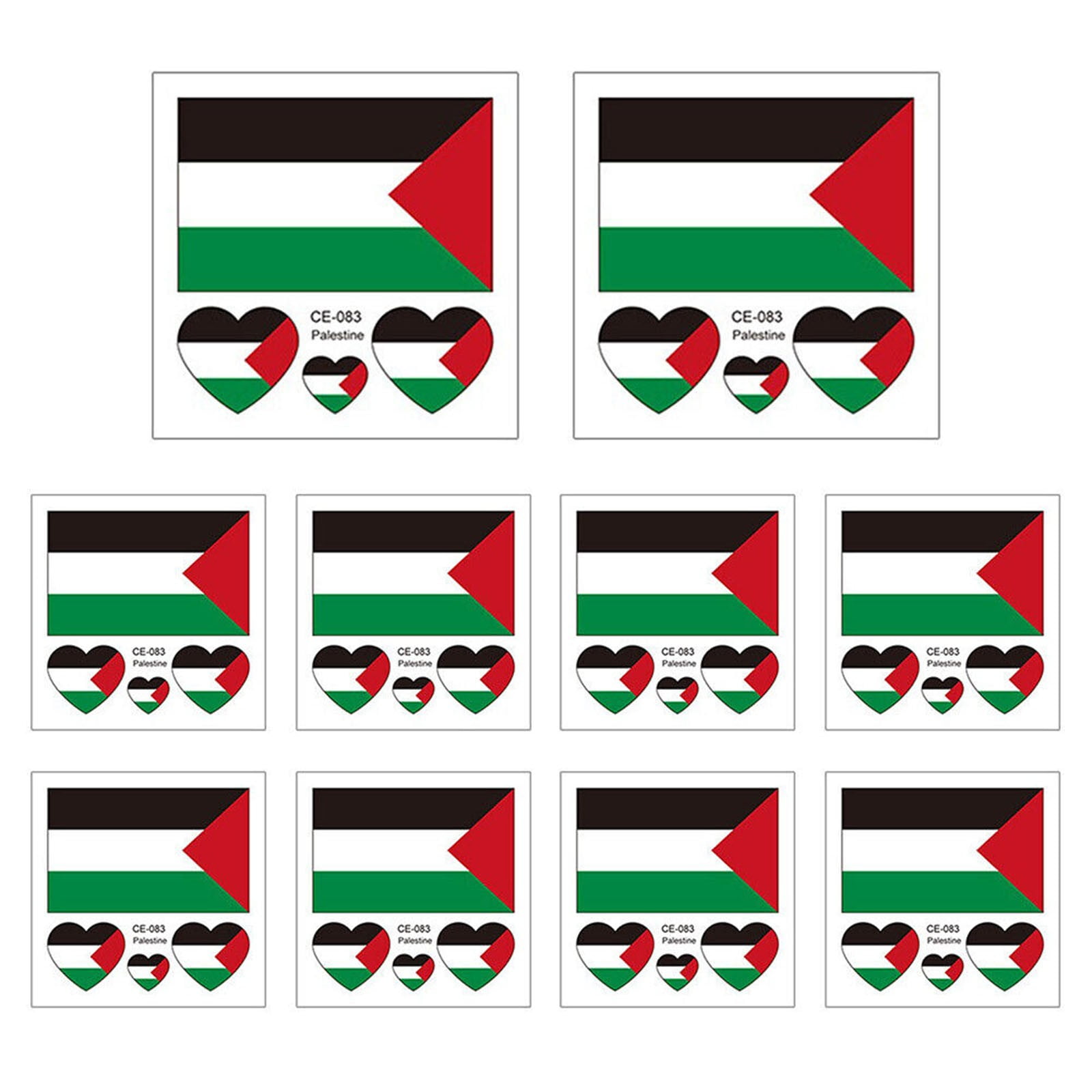 10pcs Tattoo Stickers Vibrant Colors Palestine Flag Sticker for Parade ...