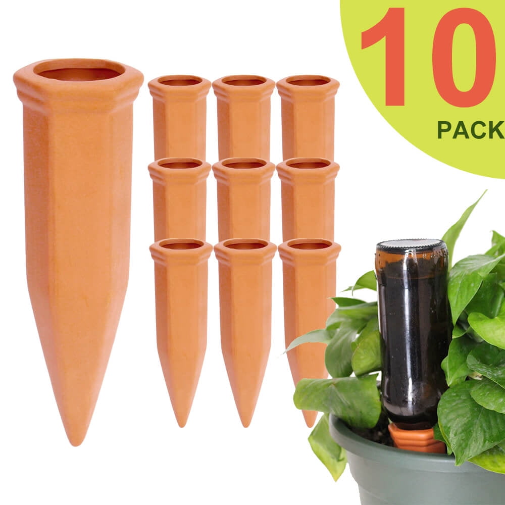 10pcs Terracotta Watering Spikes - Automatic Self Watering Stakes ...