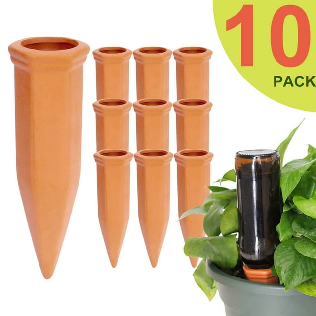 10pcs Terracotta Watering Spikes - Automatic Self Watering Stakes ...
