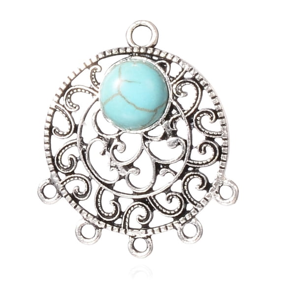 10pcs Tibetan Style Alloy Chandelier Components Flat Round with ...