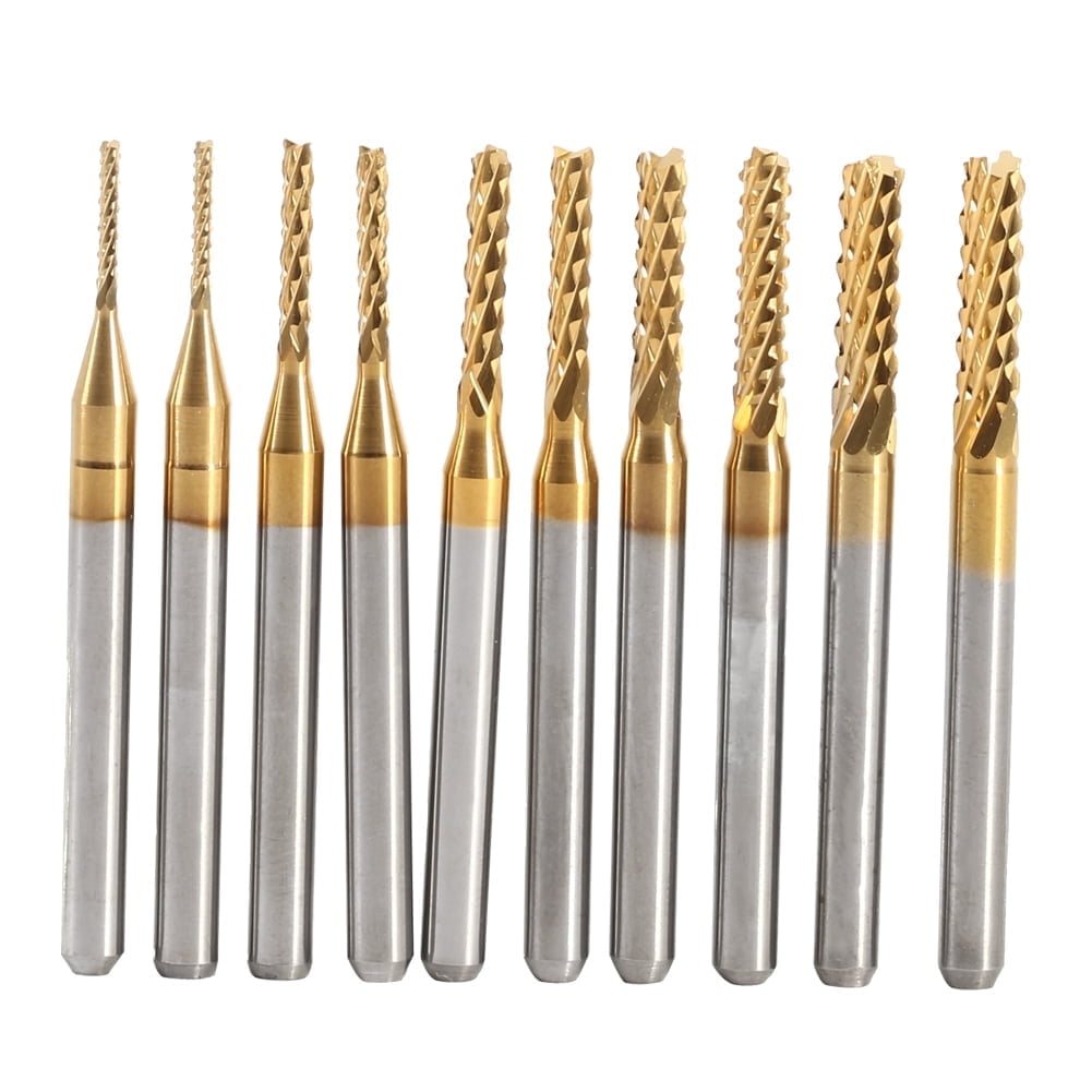 10pcs Titanium Coated End Mill Set, Carbide Square End Mills ,High ...