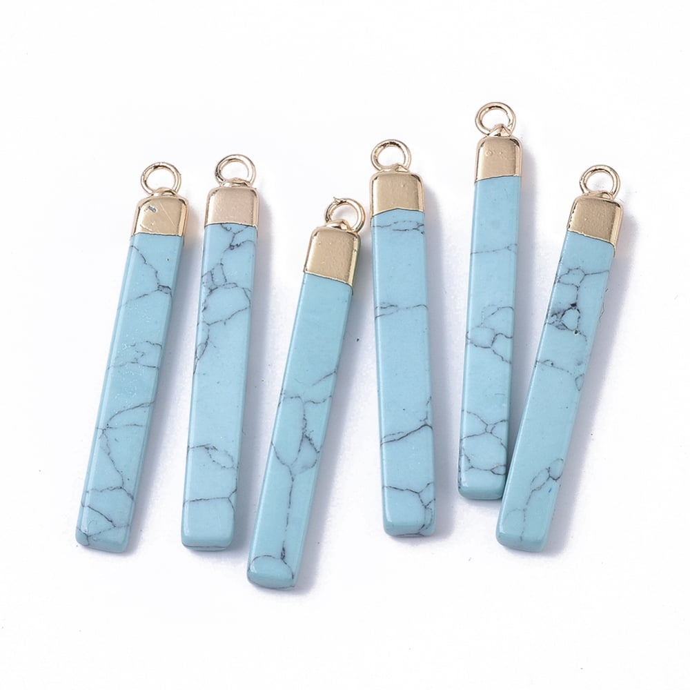 10pcs Top Golden Plated Synthetic Turquoise Pendants with Golden Tone ...