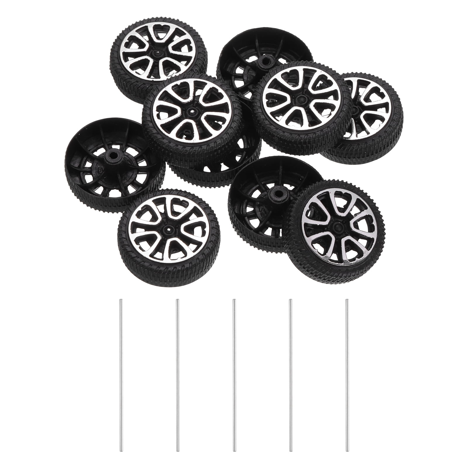 10pcs Toy Car Wheels, 30mmx9mm Plastic Roll and 2mmx100mm Shaft Round ...
