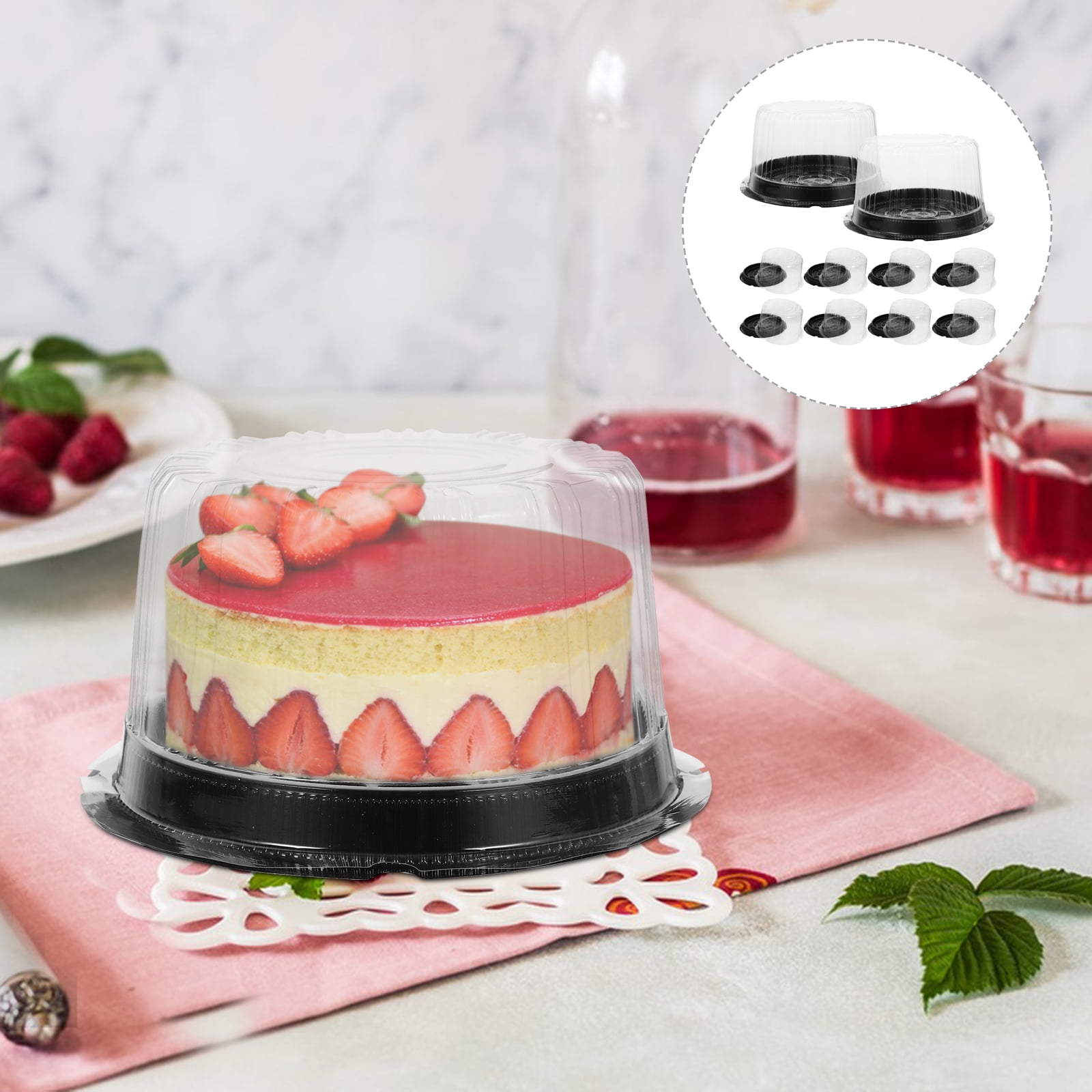 OUNONA Black Plastic Cake Box for Home Use Safe and with Lid 10 pcs ...