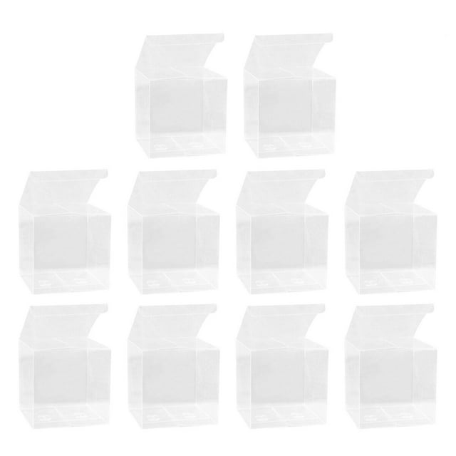 10pcs Transparent Cube Box Clear Candy Treat Box Plastic Gift Packing ...