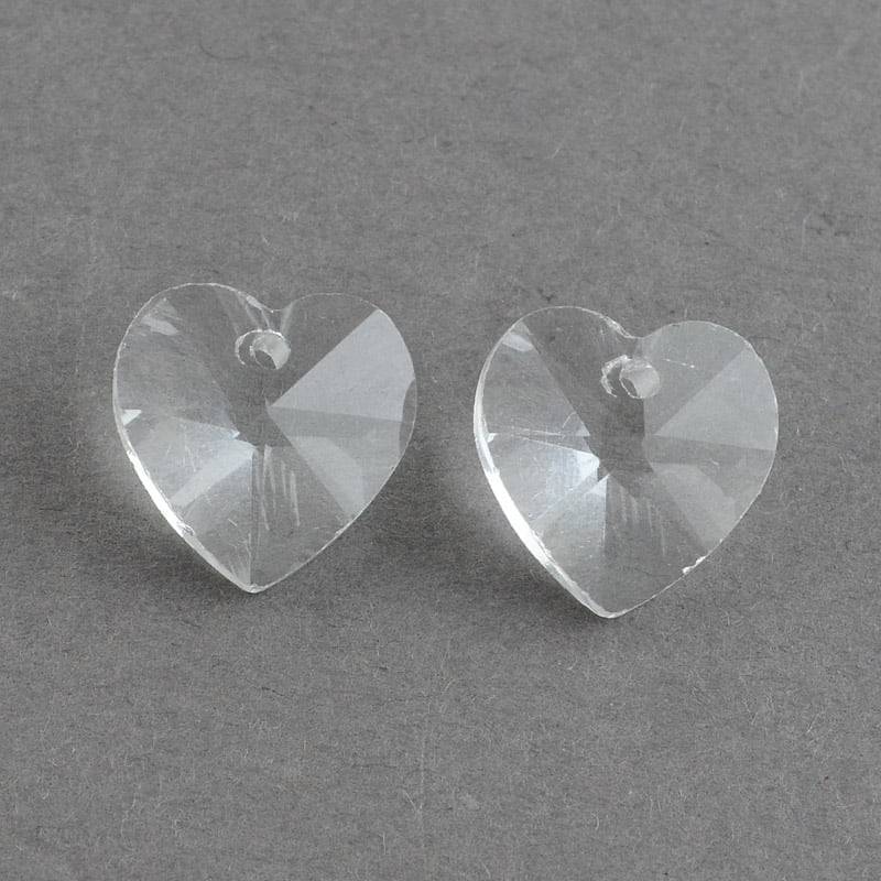 10pcs Transparent Glass Heart Pendants Faceted Clear 14x14x8mm Hole: 1 ...