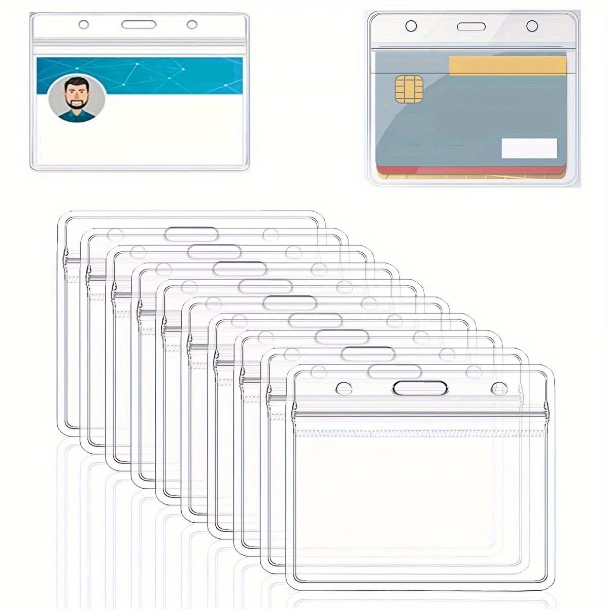 10pcs Transparent Horizontal ID Card Holder - Durable ID Card ...